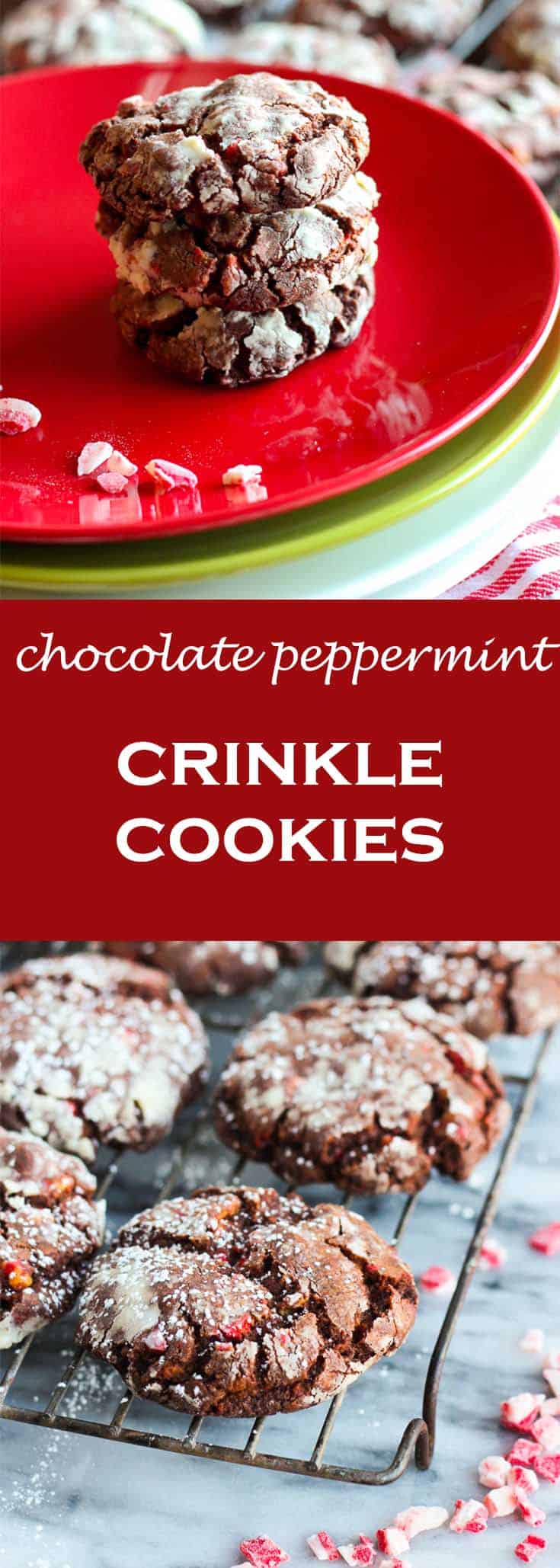 Chocolate Peppermint Crinkle Cookies | A Baker's House